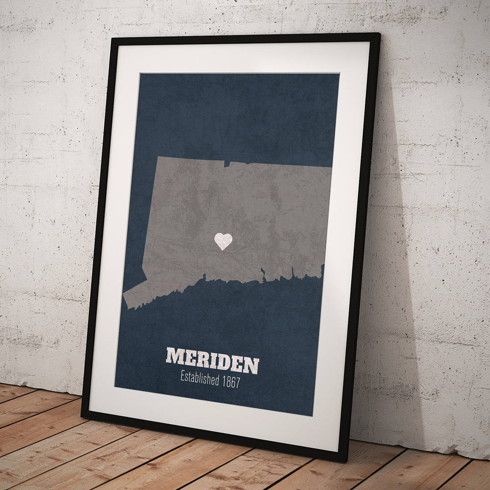 Meriden Connecticut City Map Founded 1867 University of Connecticut ...