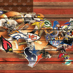 Usa Nfl Map Collage 8 Painting by Bekim M - Metal Posters